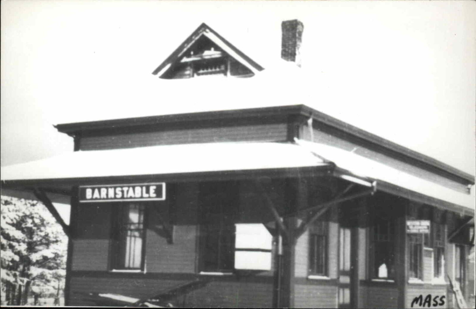 Barnstable Cape Cod MA Train Station Depot c1960s REPRO/REISSUE RPPC ...