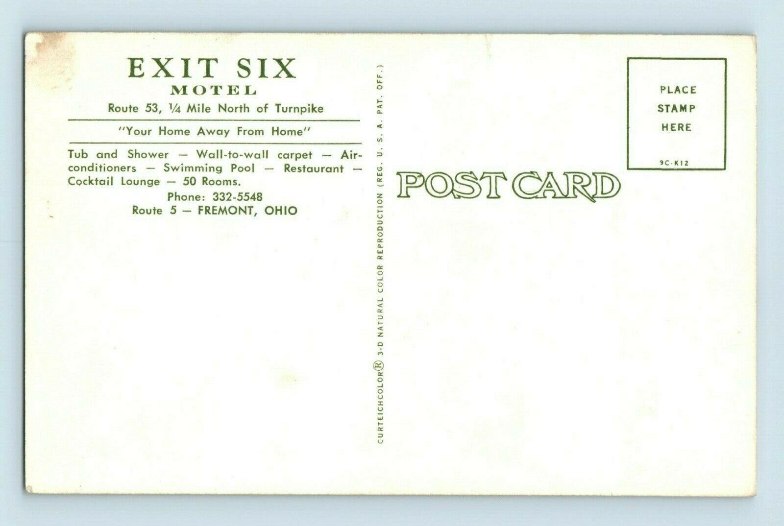 Vintage Exit Six Motel Route 5 Fremont, Ohio Early Postcard Cars Sign ...