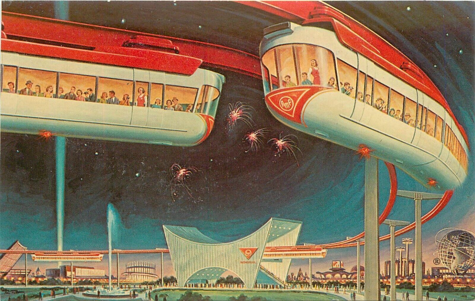 1964 New York World's Fair AMF Monorail Manhattan Dexter Postcard 22 ...