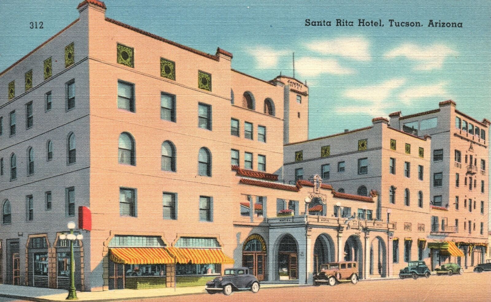 Vintage Postcard 1930's Santa Rita Hotel Tucson Arizona Tucson News ...