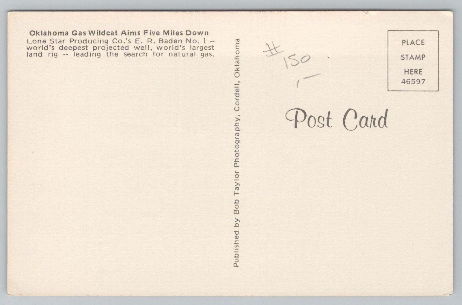 Oklahoma~Gas Wildcat Natural Gas Well Deepest Look Outer Space~Vintage ...