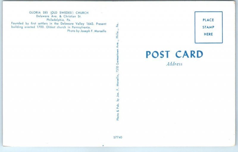 Postcard - Gloria Dei (Old Swedes') Church, Philadelphia, Pennsylvania ...