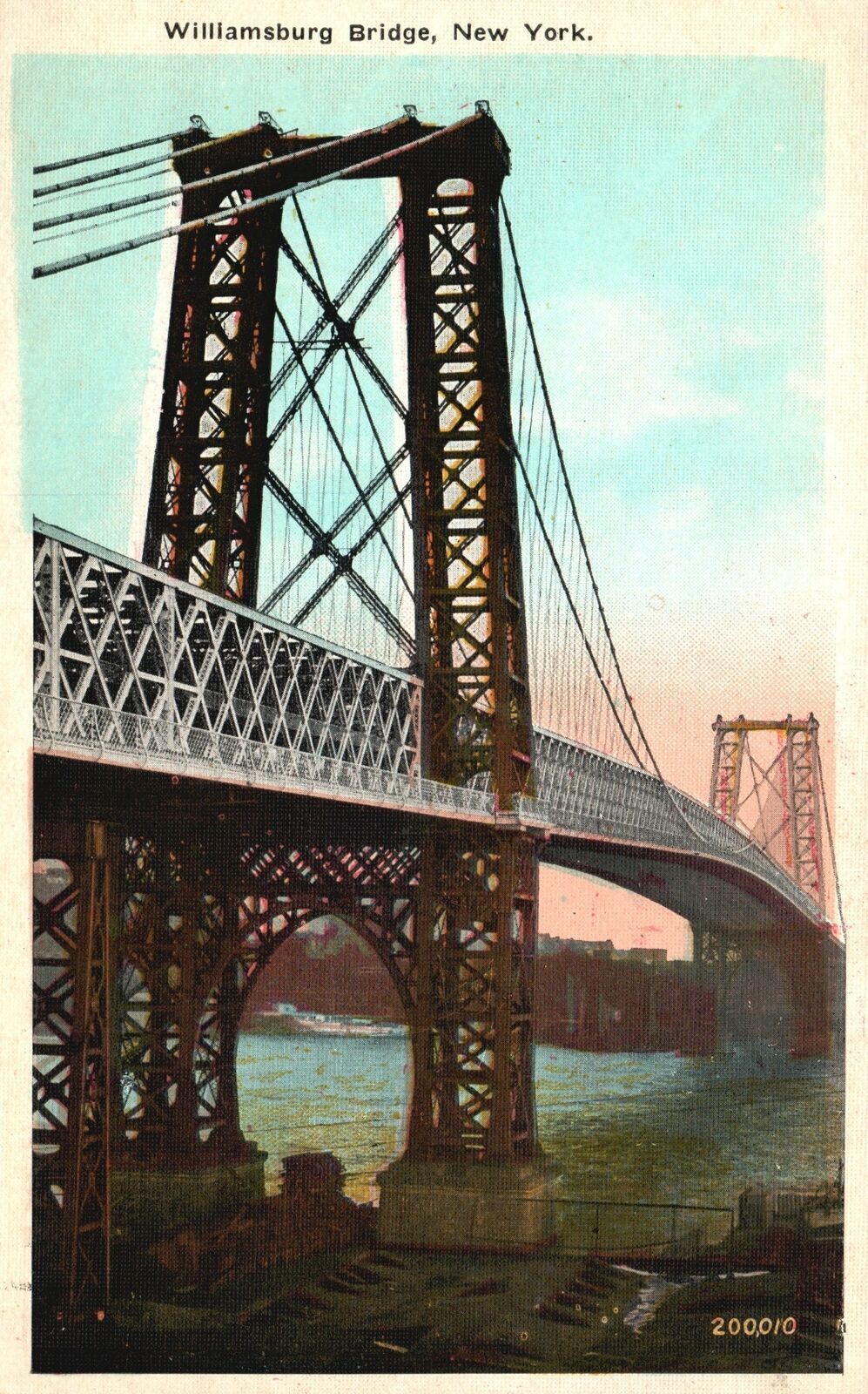 Vintage Postcard 1920's Williamsburg Bridge Manhattan To Brooklyn New ...