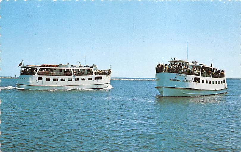 Arnold Line Ferries Two Boats Fleet At Harbor Entrance Mackinaw City MI ...
