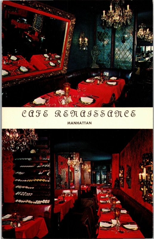 Cafe Renaissance e 49th St Manhattan NY Restaurant Interior Vintage ...