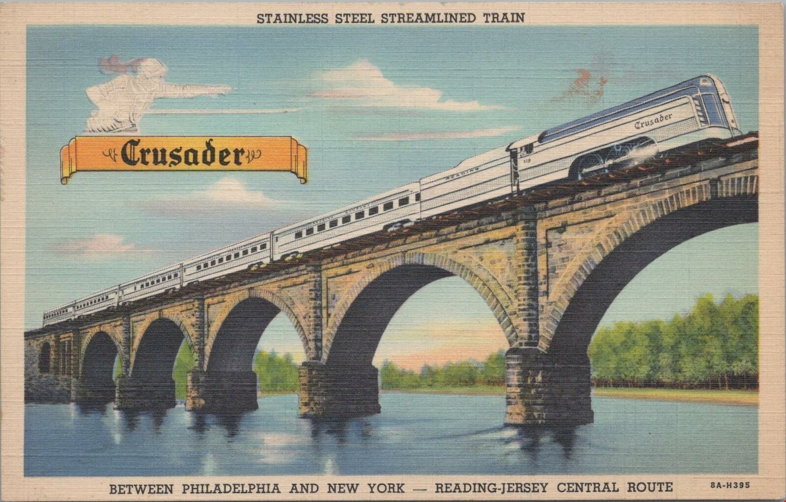 Postcard Railroad Train Crusader Between Philadelphia and NY Reading ...