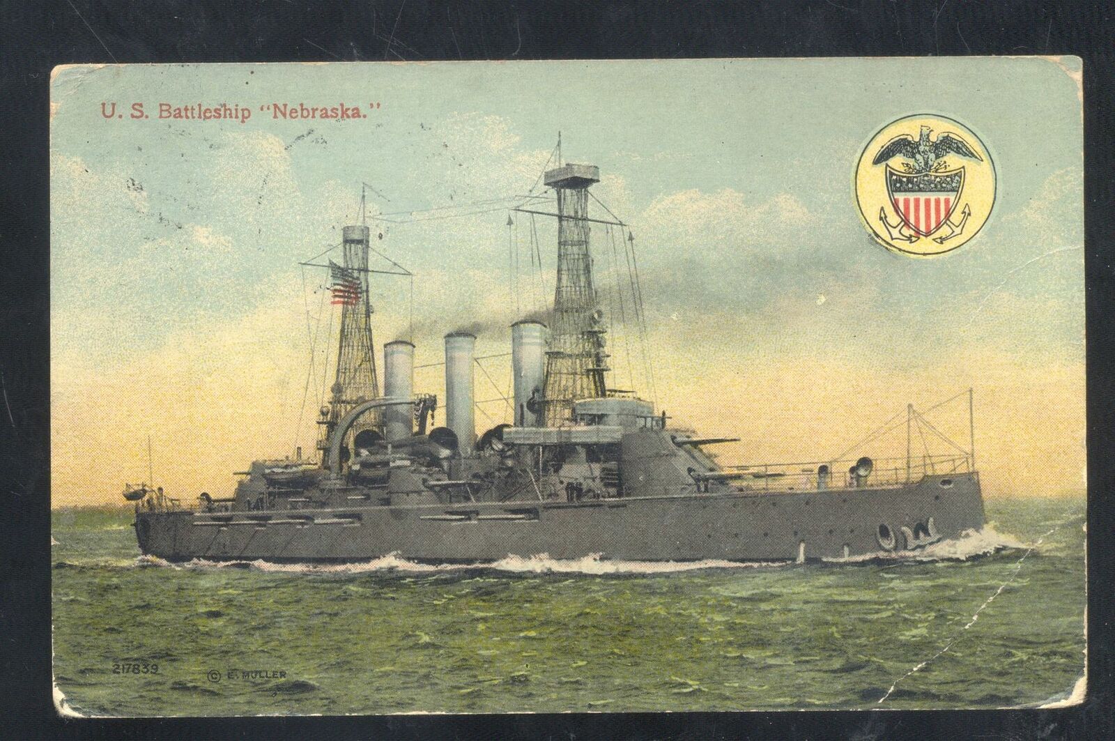 United States Navy Battleship USS Nebraska Military Ship Vintage ...