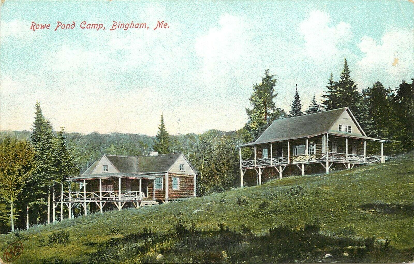 UDB Postcard; Bingham ME, Rowe Pond Camp Cabins, Somerset County ...