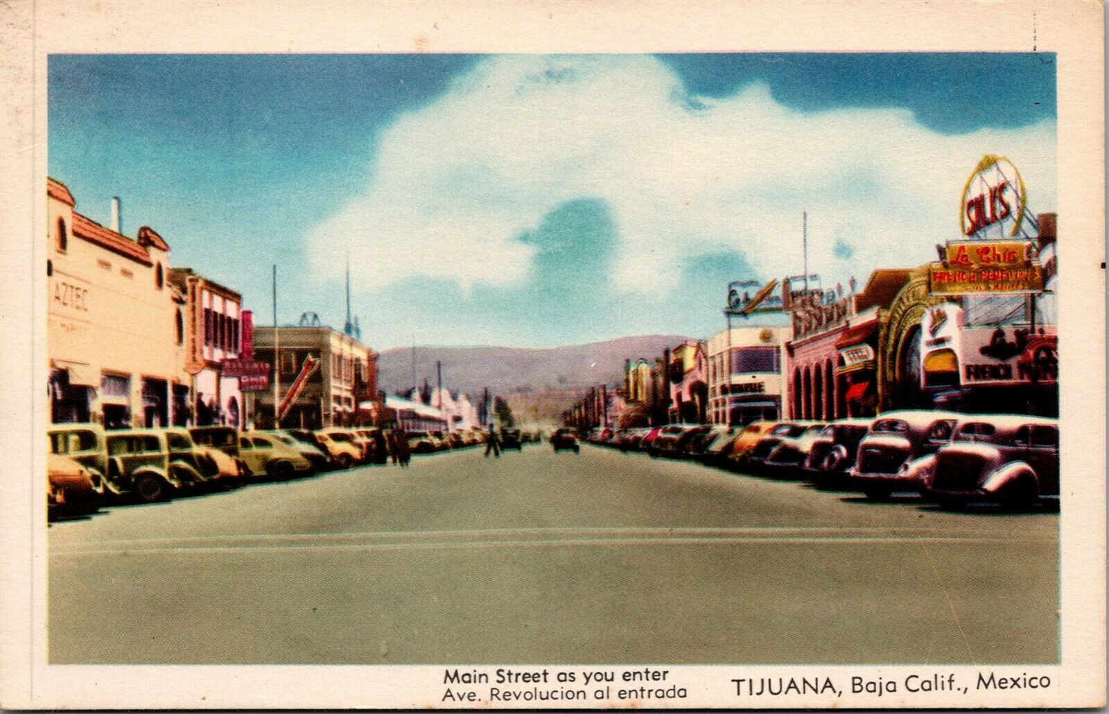 Vtg Tijuana Mexico Main Street View Baja California Old Cars Postcard ...