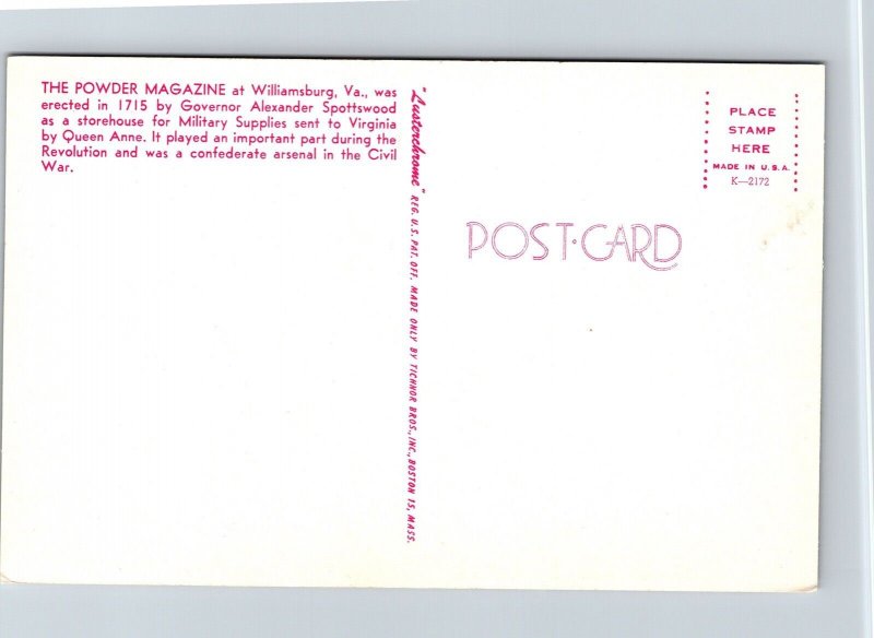 Colonial Powder Magazine Williamsburg Virginia Historical Chrome ...