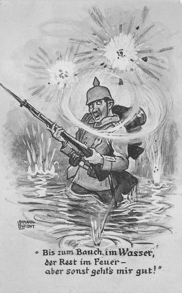 Soldier GUN Fire Germany WW1 Military Propagnda Dumont Signed Postcard ...