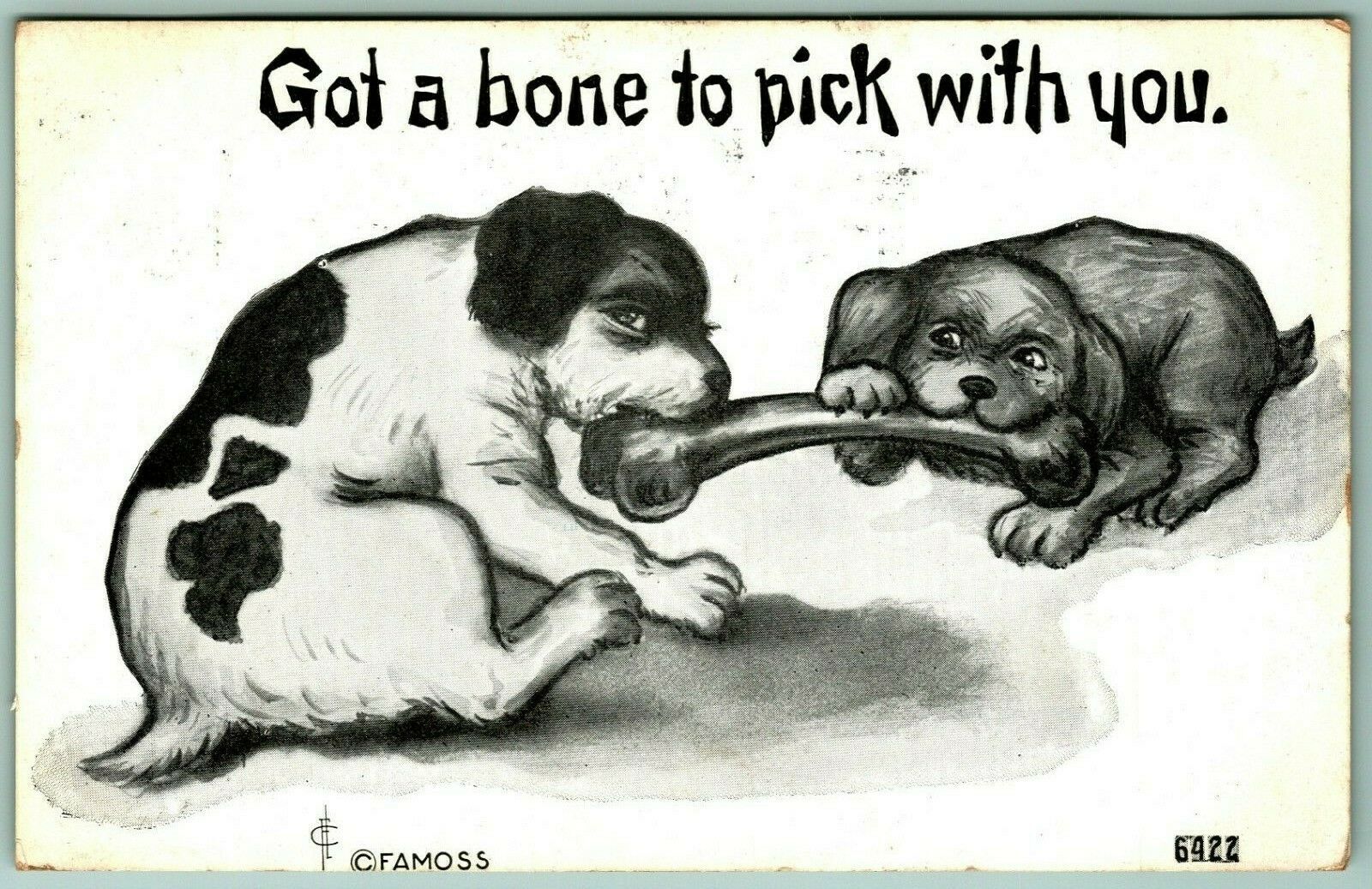 Comic Dogs Got a Bone To Pick With You F A Moss 1910 DB Postcard I11 ...