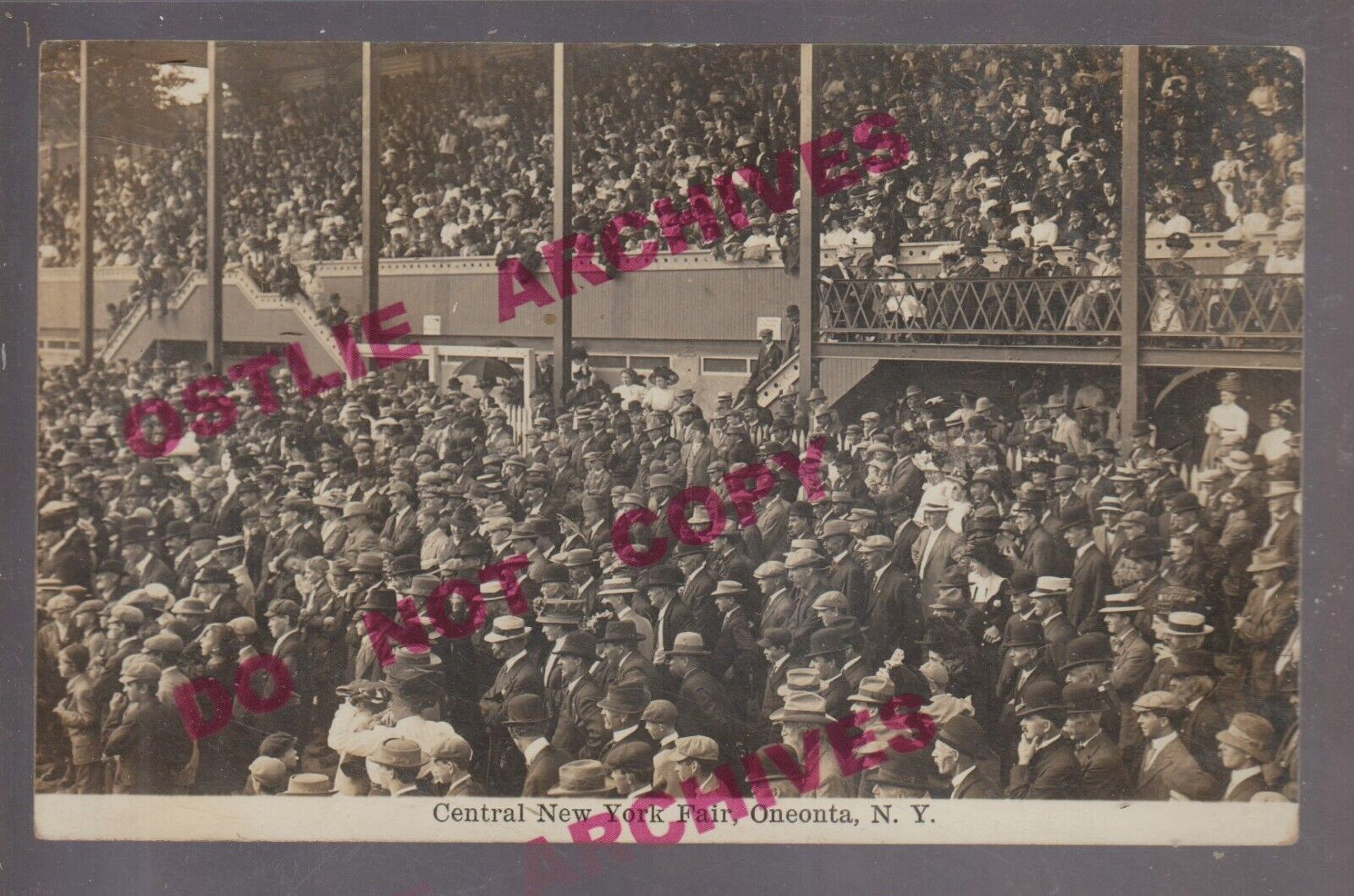 Oneonta NY RPPC 1911 FAIRGROUNDS Grandstand Crowd CENTRAL NEW YORK FAIR ...