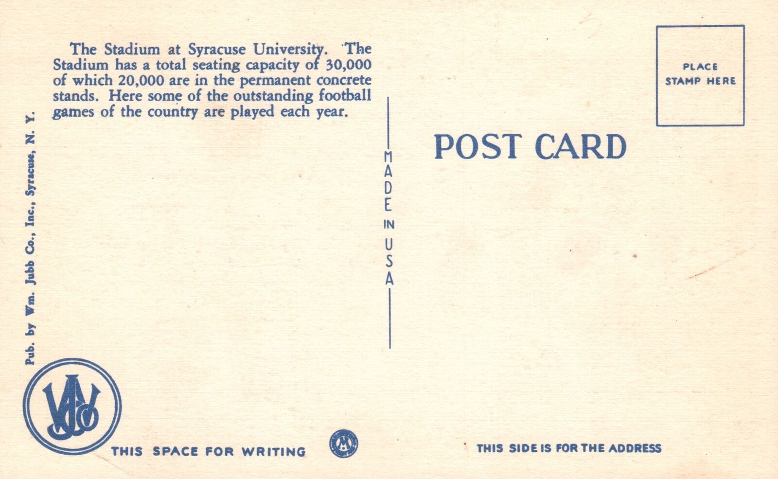 Vintage Postcard View Across Campus Lyman Hall Syracuse University New ...