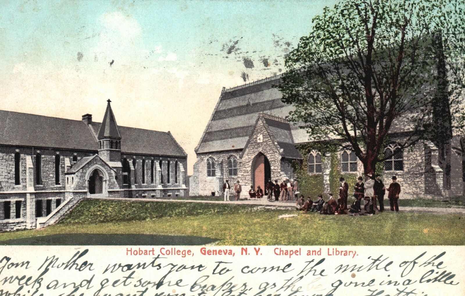 Vintage Postcard 1907 Hobart College Chapel & Library Building Geneva ...