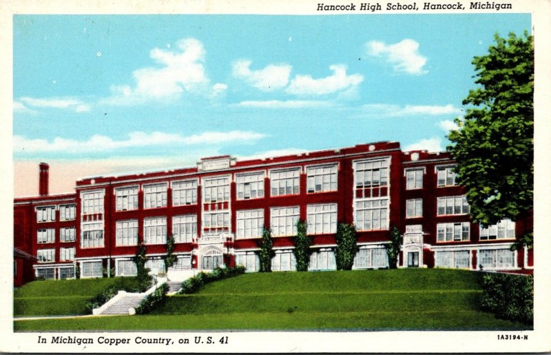 Michigan Hancock High School Curteich | United States - Michigan ...