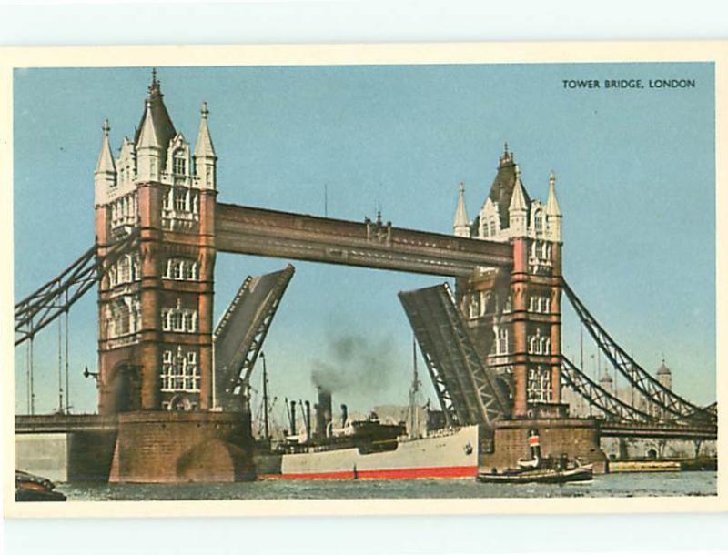 England Tower Bridge Gateway of the City Draw Bridge Ship Boat Postcard ...