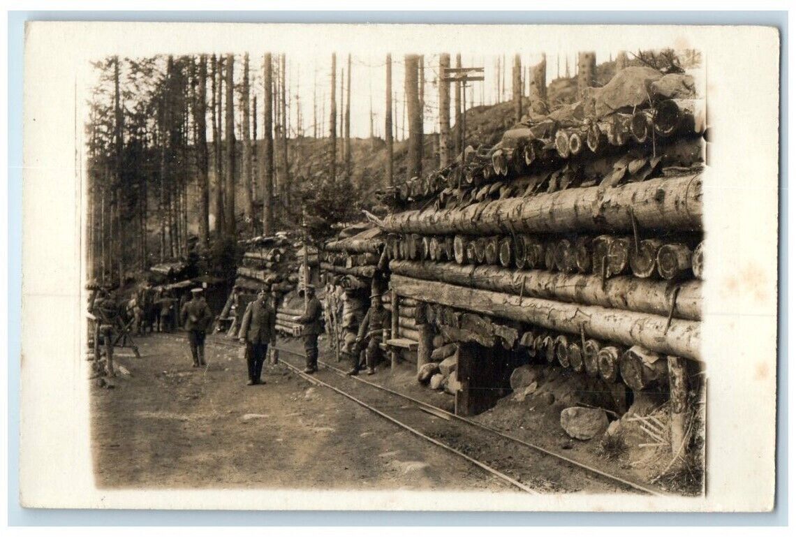 c1914-1918 WWI German Soldiers Forest Logging View Germany RPPC Photo ...