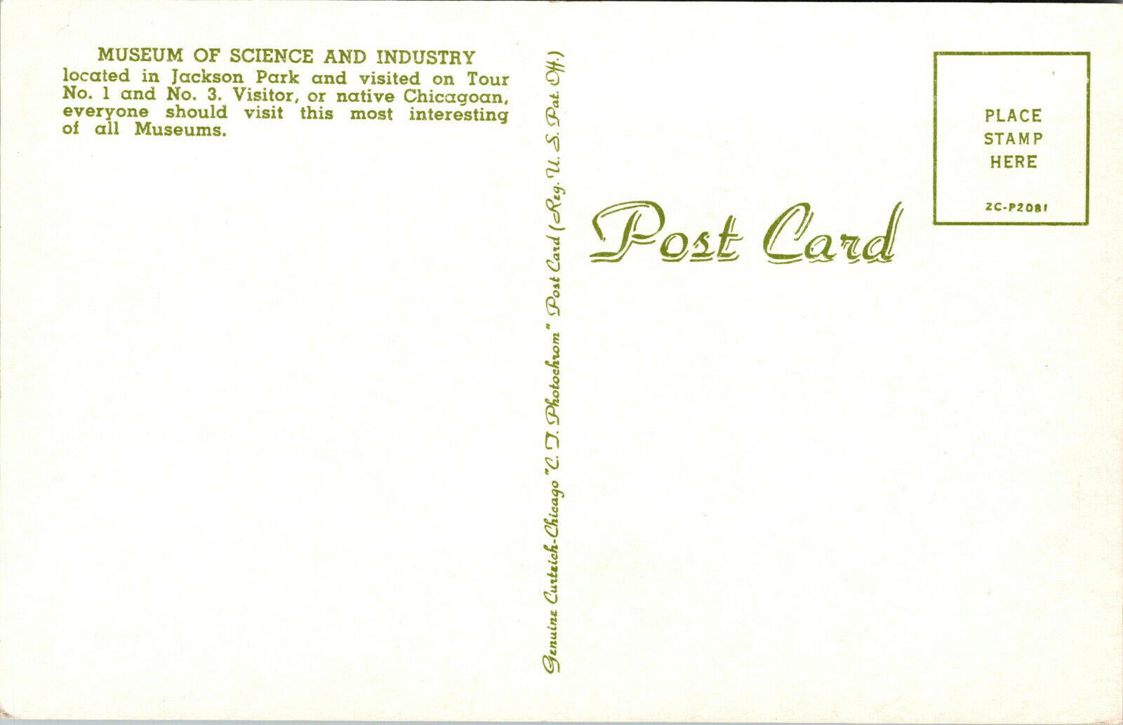 Vtg 1950s Museum of Science and Industry Jackson Park Chicago IL ...