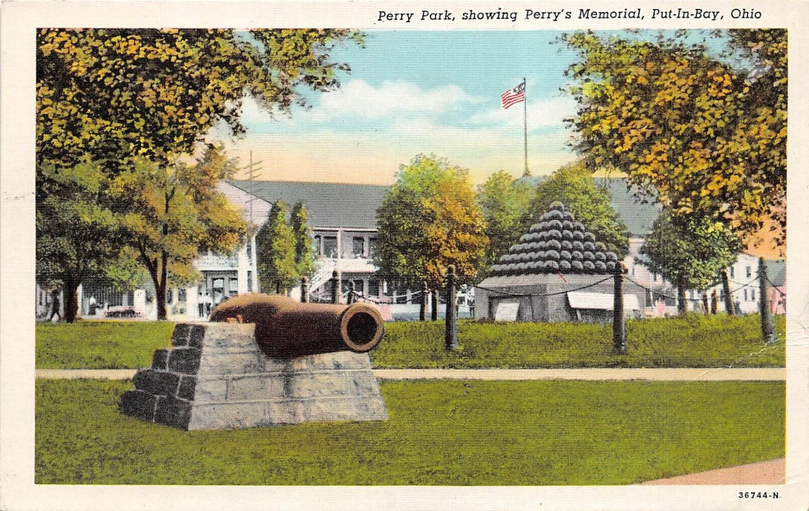 Put In Bay Ohio 1940s Postcard Perry Park Showing Perry's Memorial ...
