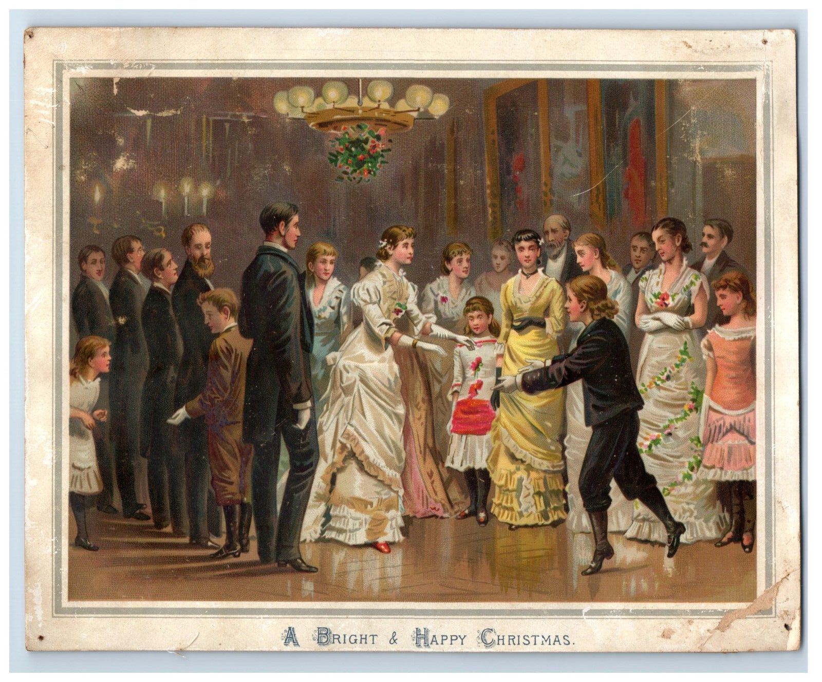 1880s Victorian Christmas Card Ballroom Dance Party Poem On Back #2 #7L ...