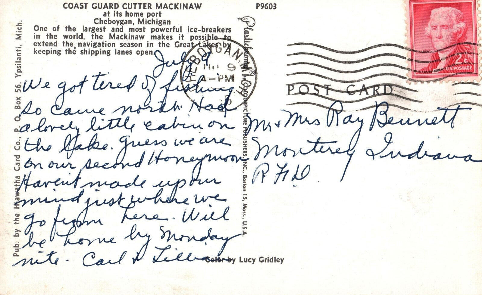 Vintage Postcard Coast Guard Cutter Mackinaw at ITS Home Port Cheboygan ...