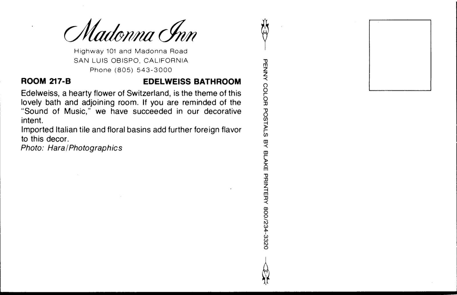 Madonna Inn San Luis Obispo California Vintage Postcard Edelweiss ...