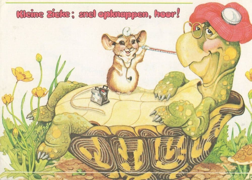 Mouse Doctor First Aid Tortoise Stuck Upside Down Comic Postcard ...