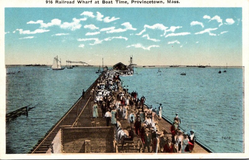 Massachusetts Cape Cod Provincetown Railroad Wharf At Boat Time ...