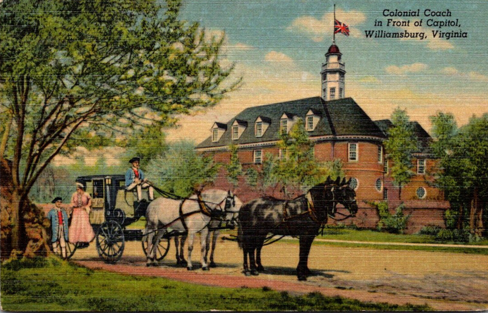 Virginia Williamsburg Colonial Coach In Fromt Of Capitol Curteich ...
