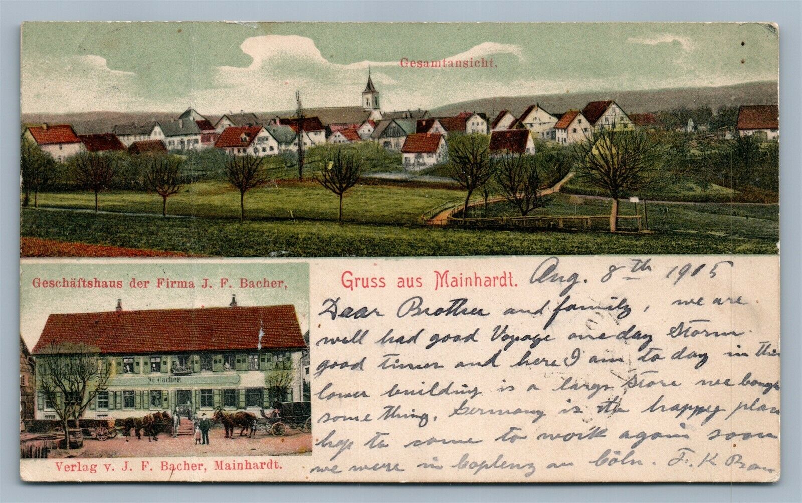 Mainhardt Germany Antique Postcard Firma J.F. Bacher | Europe - Germany ...