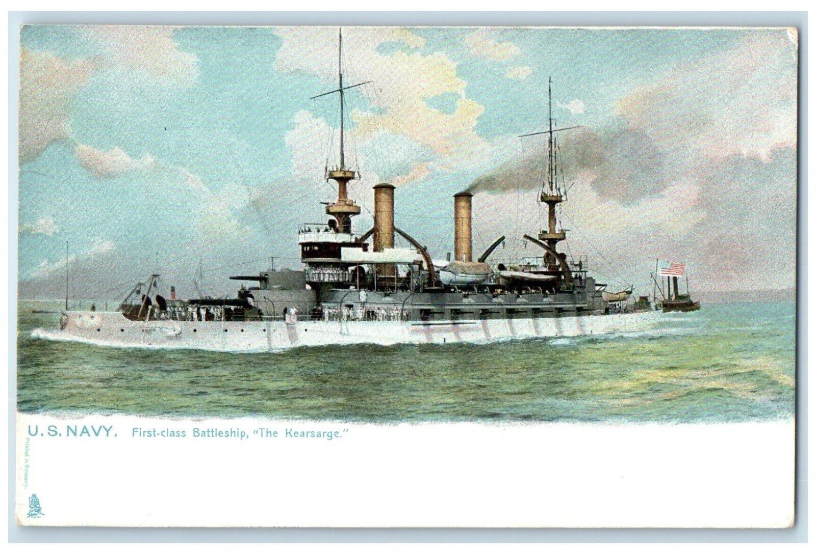 c1905 US Navy First Class Battleship The Kearsarge Raphael Tuck & Son ...