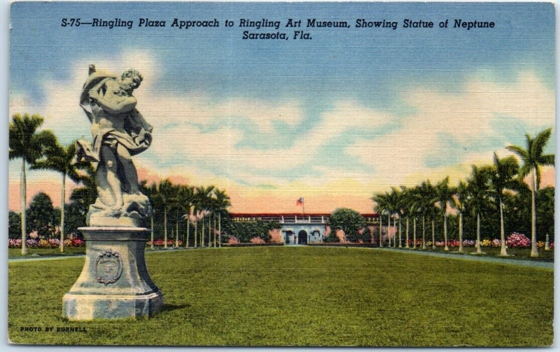 Postcard - Ringling Plaza Approach to Ringling Art Museum - Sarasota ...