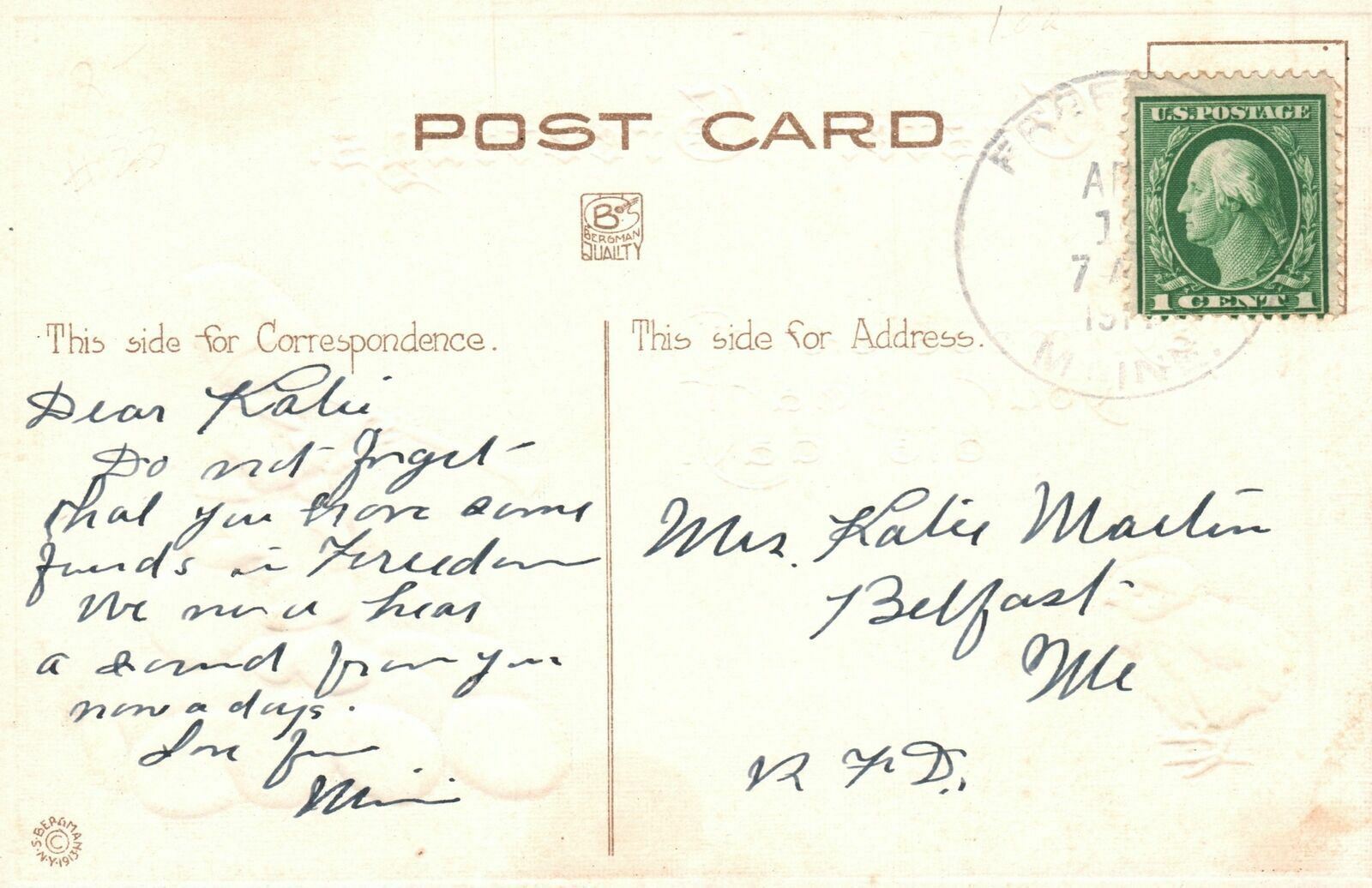 Vintage Postcard 1911 Easter Greetings May Moosick Fill Your Heart This ...