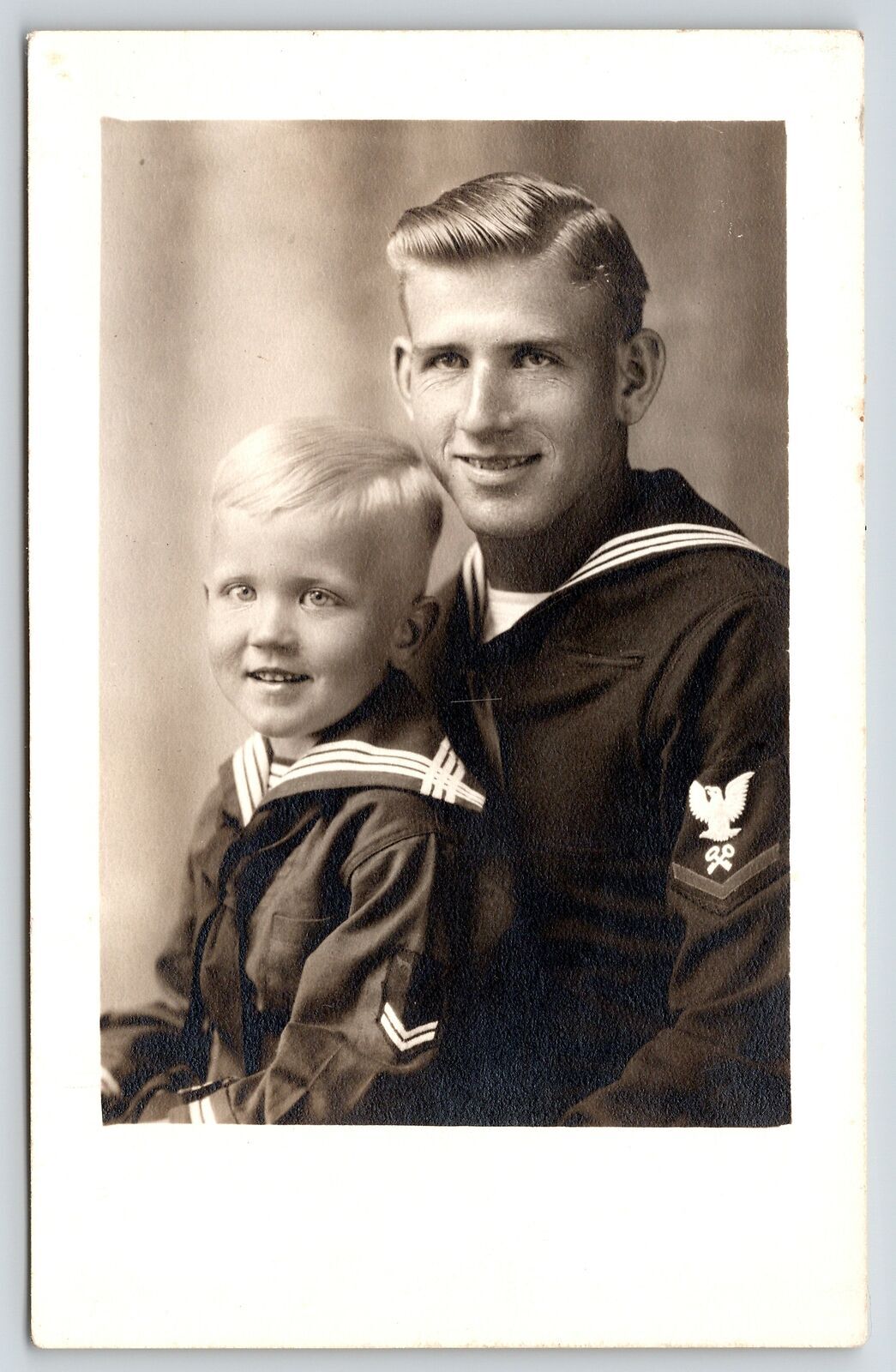 Military~US Navy Seaman Studio Portrait~Father & Son in Sailor Suits ...