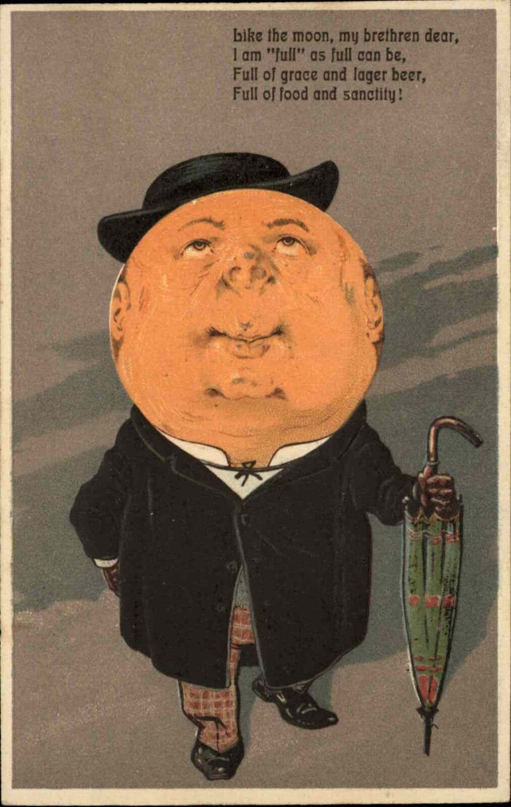 PFB No. 6283 Man in the Moon Fat Man Metamorphic Fantasy c1910 Postcard ...