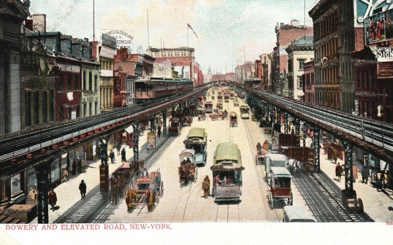 Vintage Postcard 1900's Bowery And Elevated Road New York A.C ...