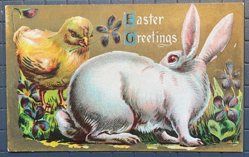 Vintage Victorian Postcard 1900-1919 Easter Greetings - White Bunny ...