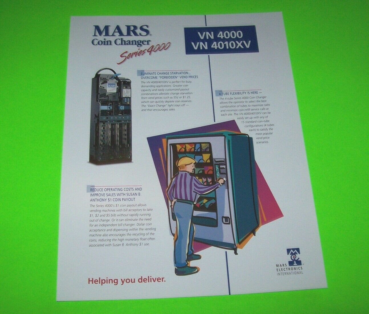 Mars Electronics Coin Changer Series VN 4000 Paper Advertising FLYER Promo 1997 | Ephemera ...