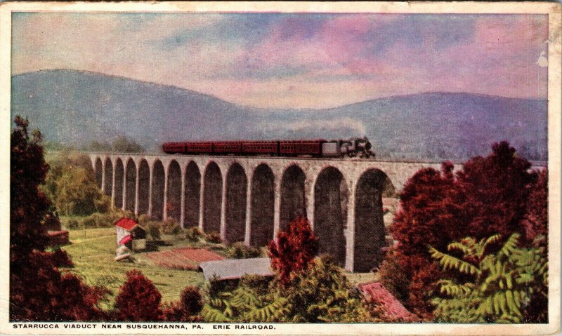 Erie Railroad Starrucca Viaduct Near Susquehanna PA VTG Postcard Train ...