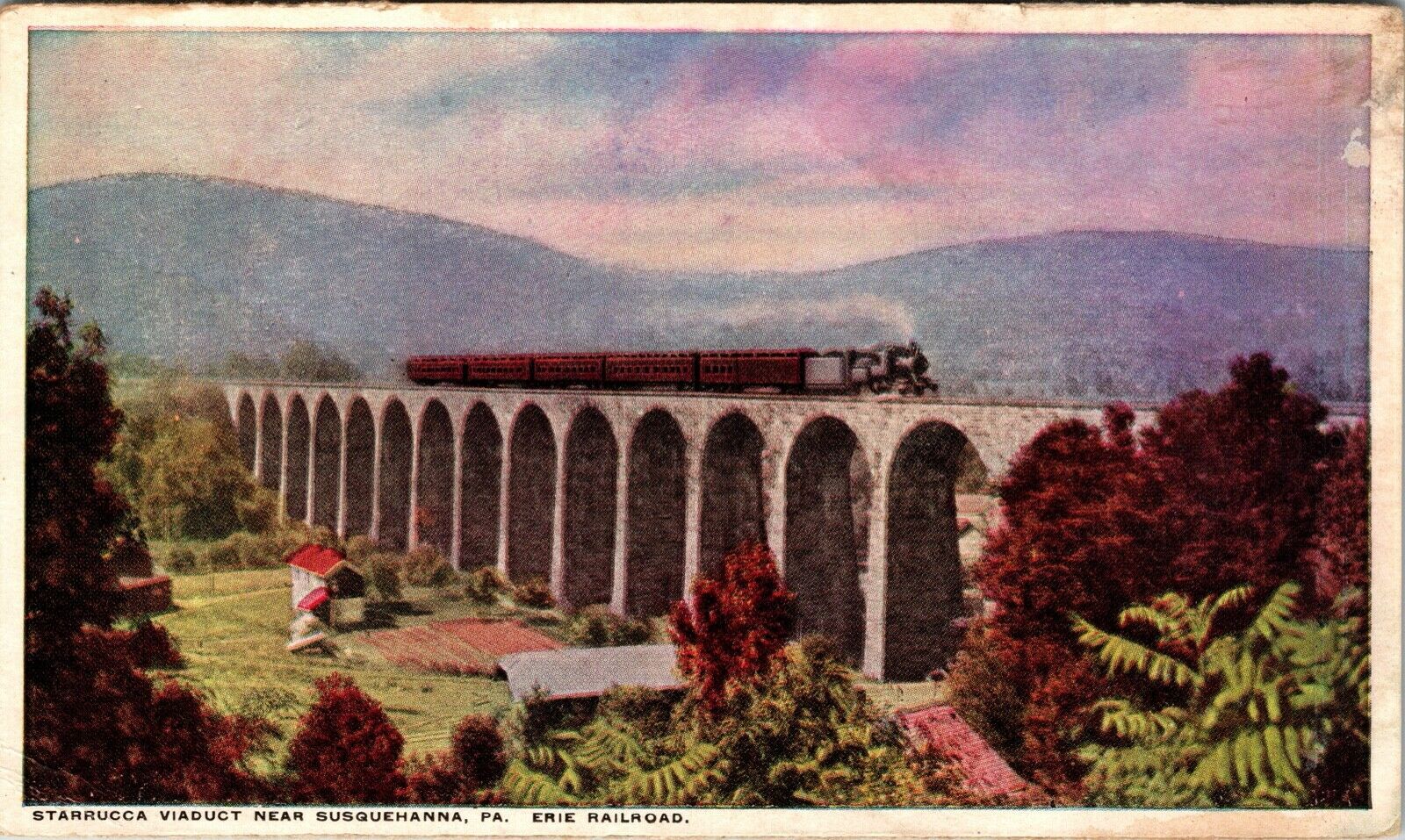 Erie Railroad Starrucca Viaduct Near Susquehanna PA VTG Postcard Train ...