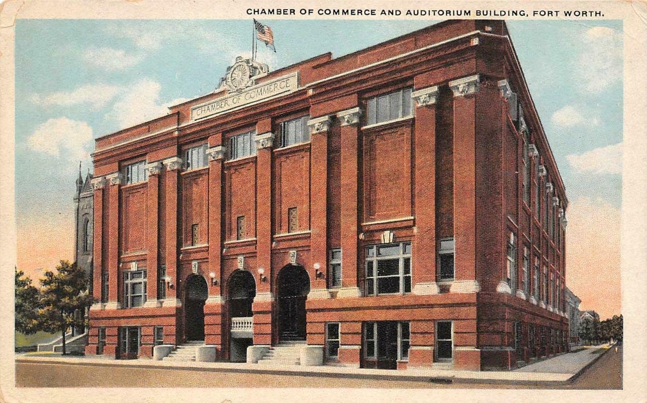 Fort Worth, Texas TX Chamber of Commerce & Auditorium C1920'S Postcard ...