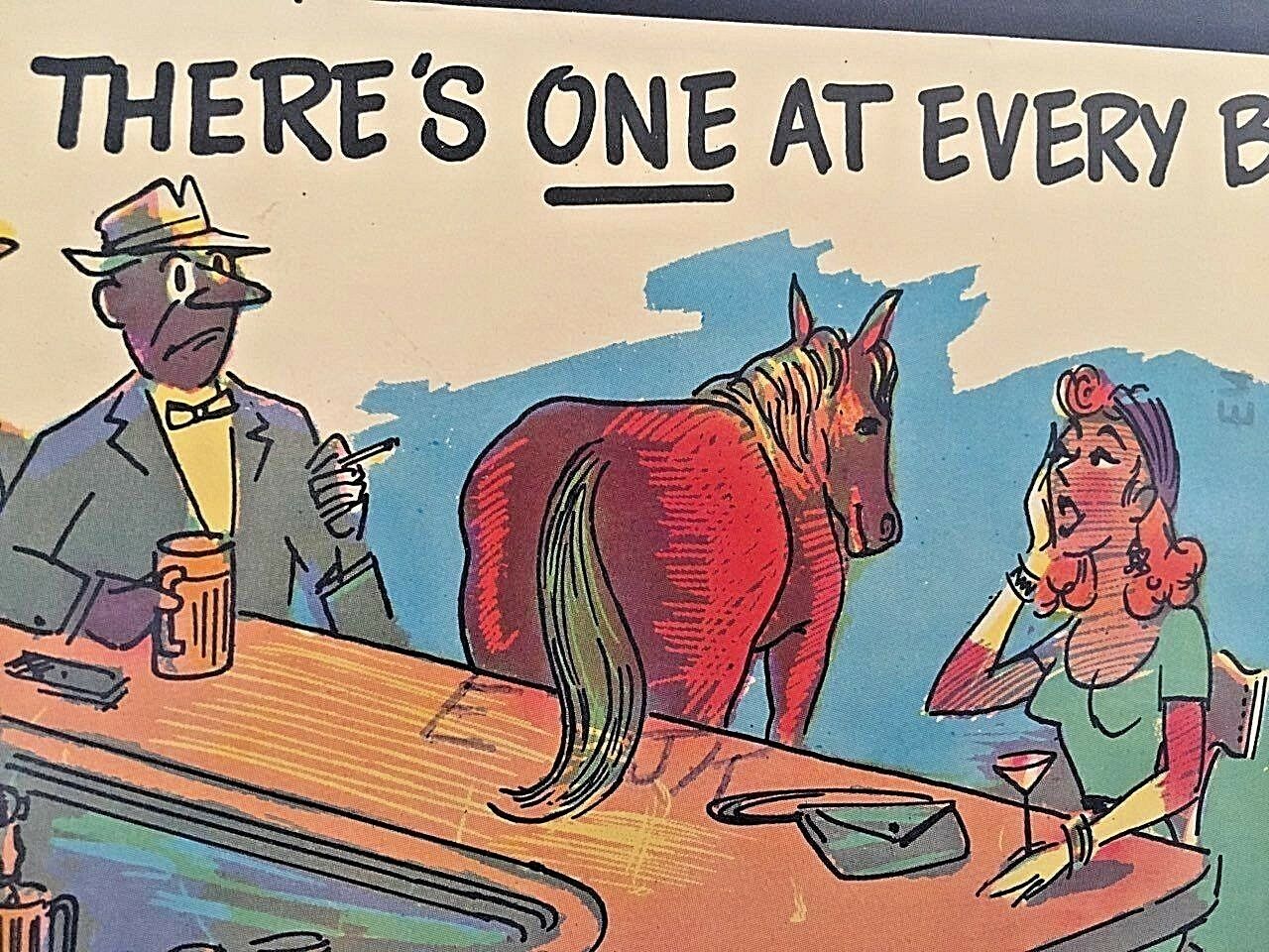 Postcard Comical- "There's One At Every Bar " W6 | Topics - Cartoons ...