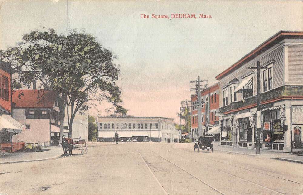 Dedham Massachusetts The Square Street Scene Vintage Postcard AA28765 ...
