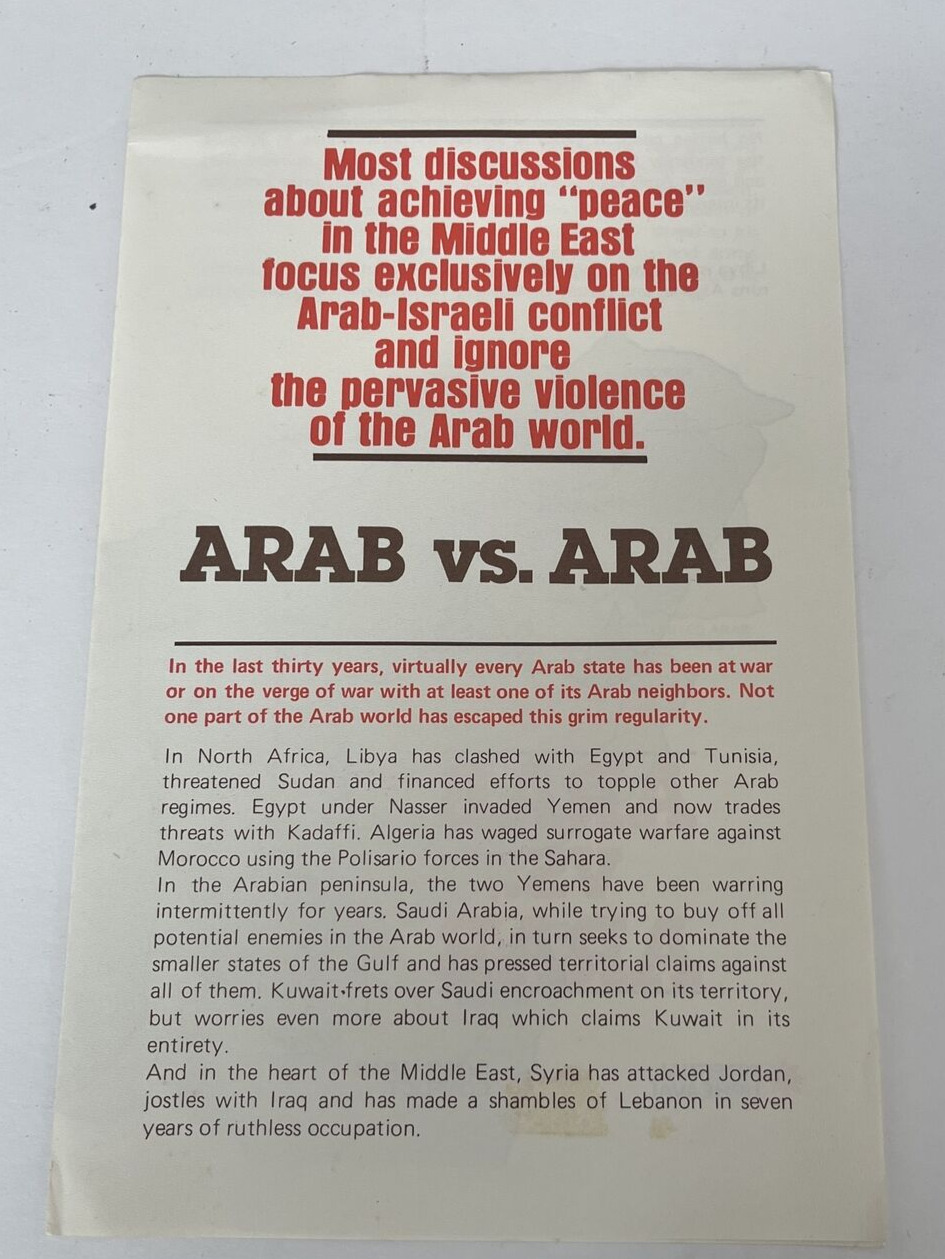 Arab vs. Arab A Brochure About the History of Achieve Peace in the ...