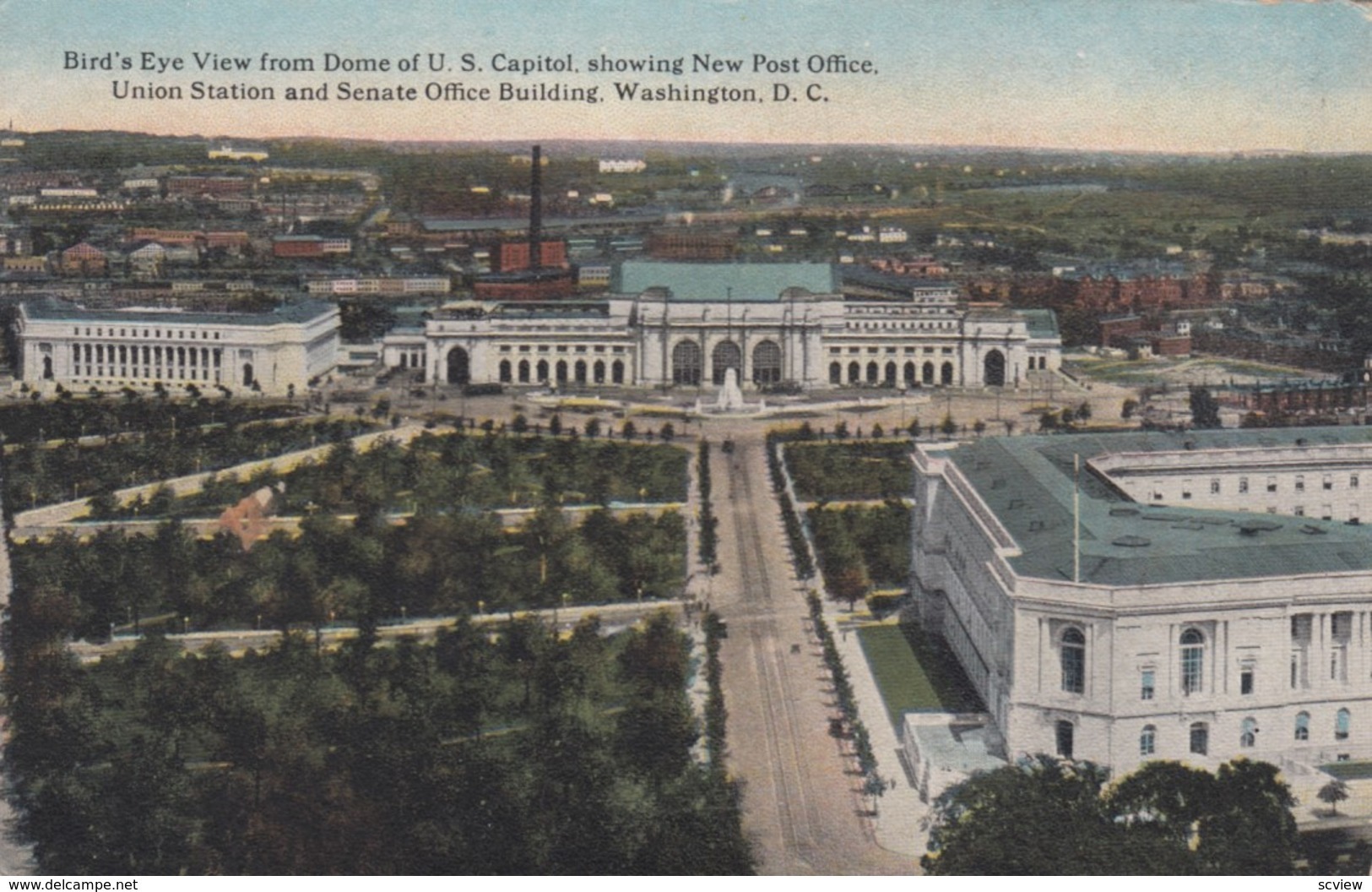 WASHINGTON D.C., 1900-10s; Bird's Eye View from Dome of U.S. Capitol ...