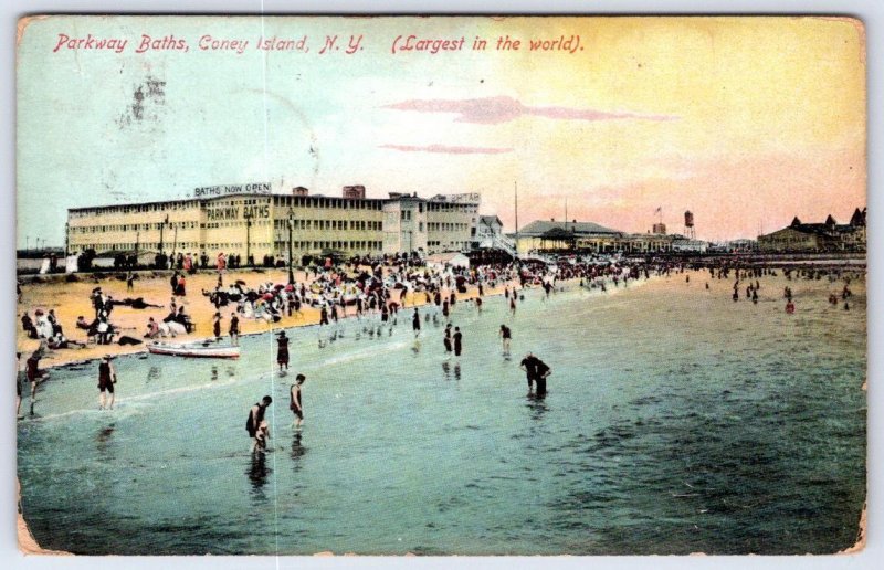 1910 Parkway Baths Largest in the World Coney Island NY American News ...
