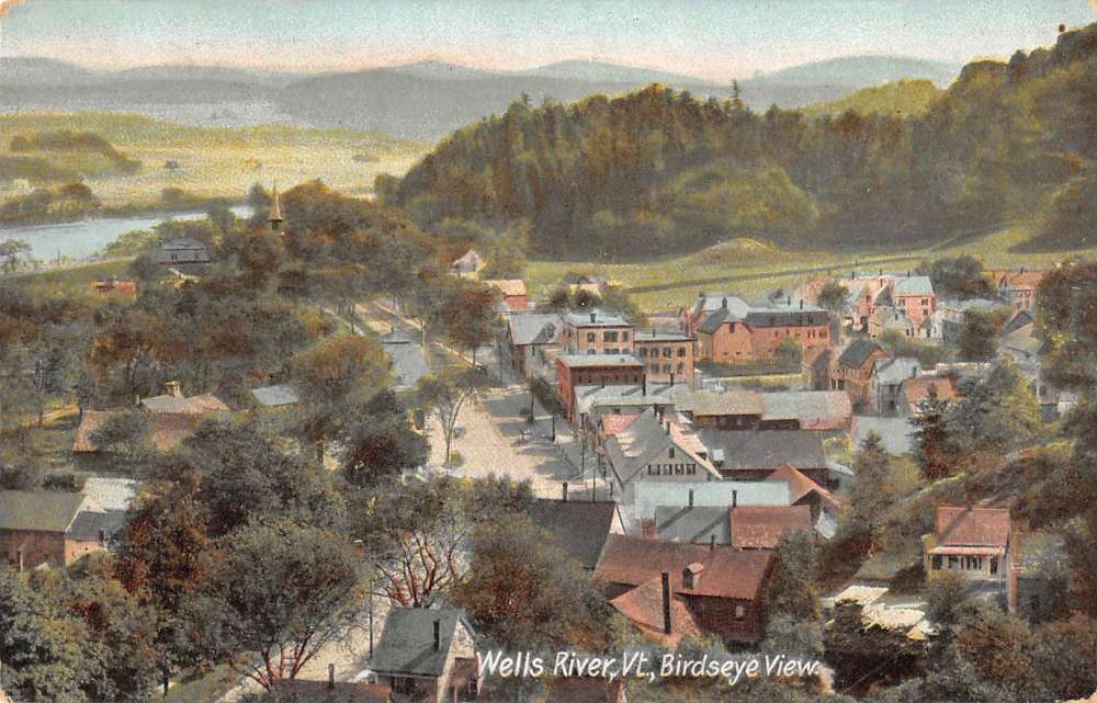 Wells River Vermont panoramic birds eye view of area antique pc Y13328 ...