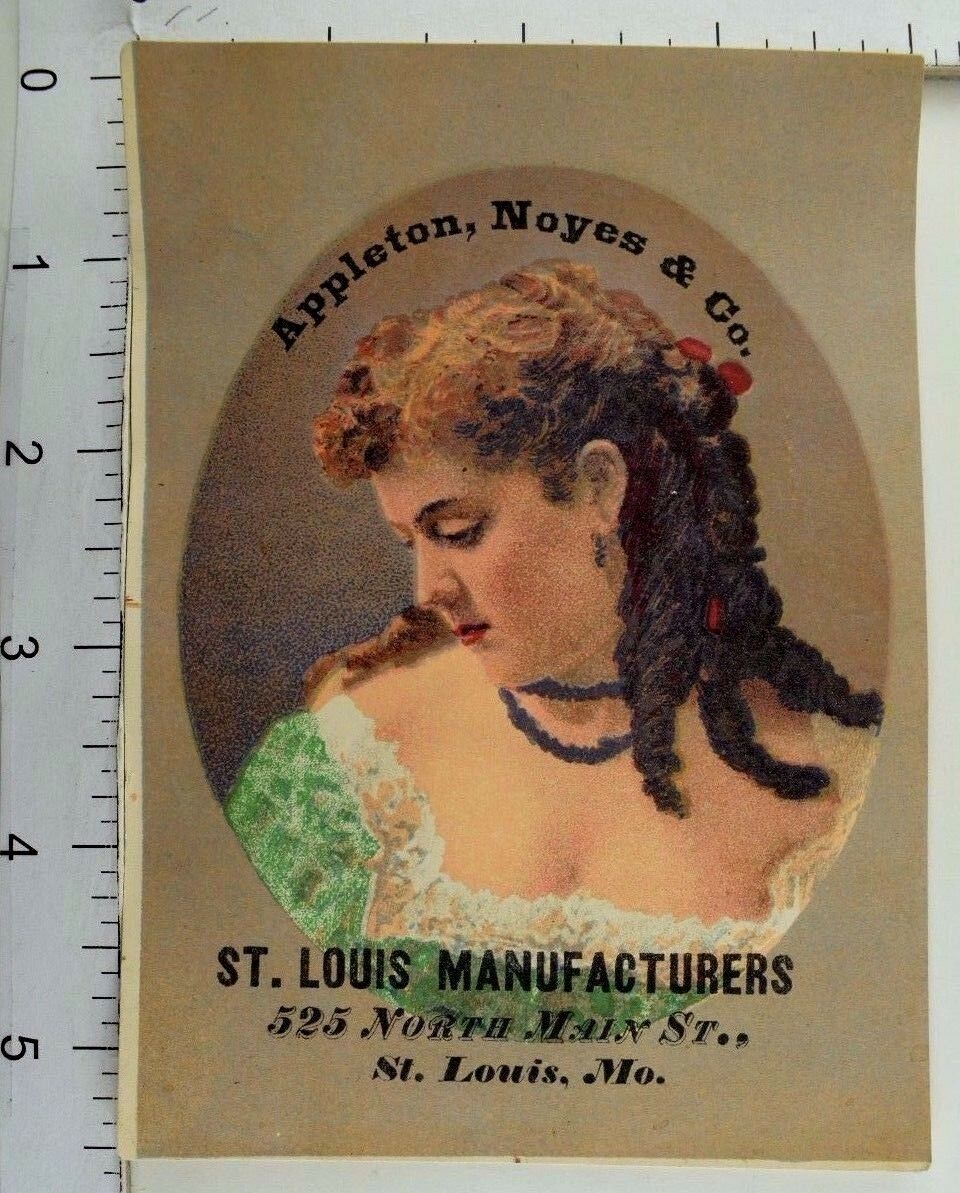 Victorian Trade Card Appleton Noyes & Co St. Louis Mfg's Lovely Lady ...