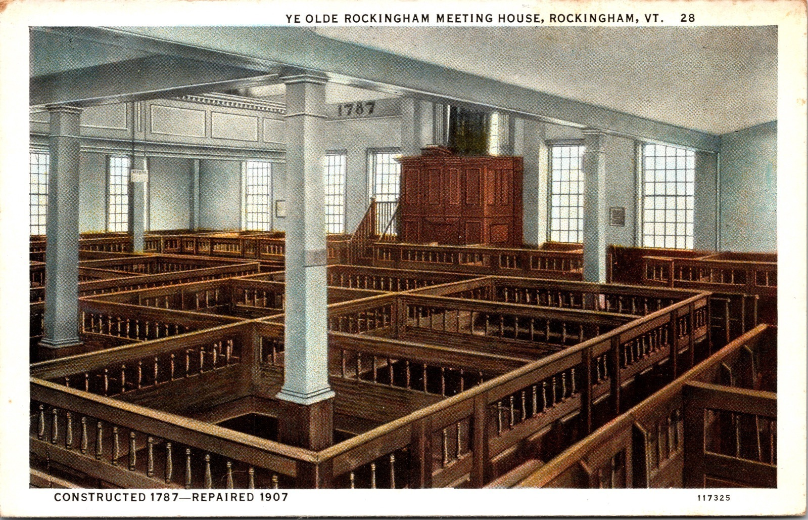 Rockingham Vermont Ye Olde Rockingham Meeting House Interior WB ...